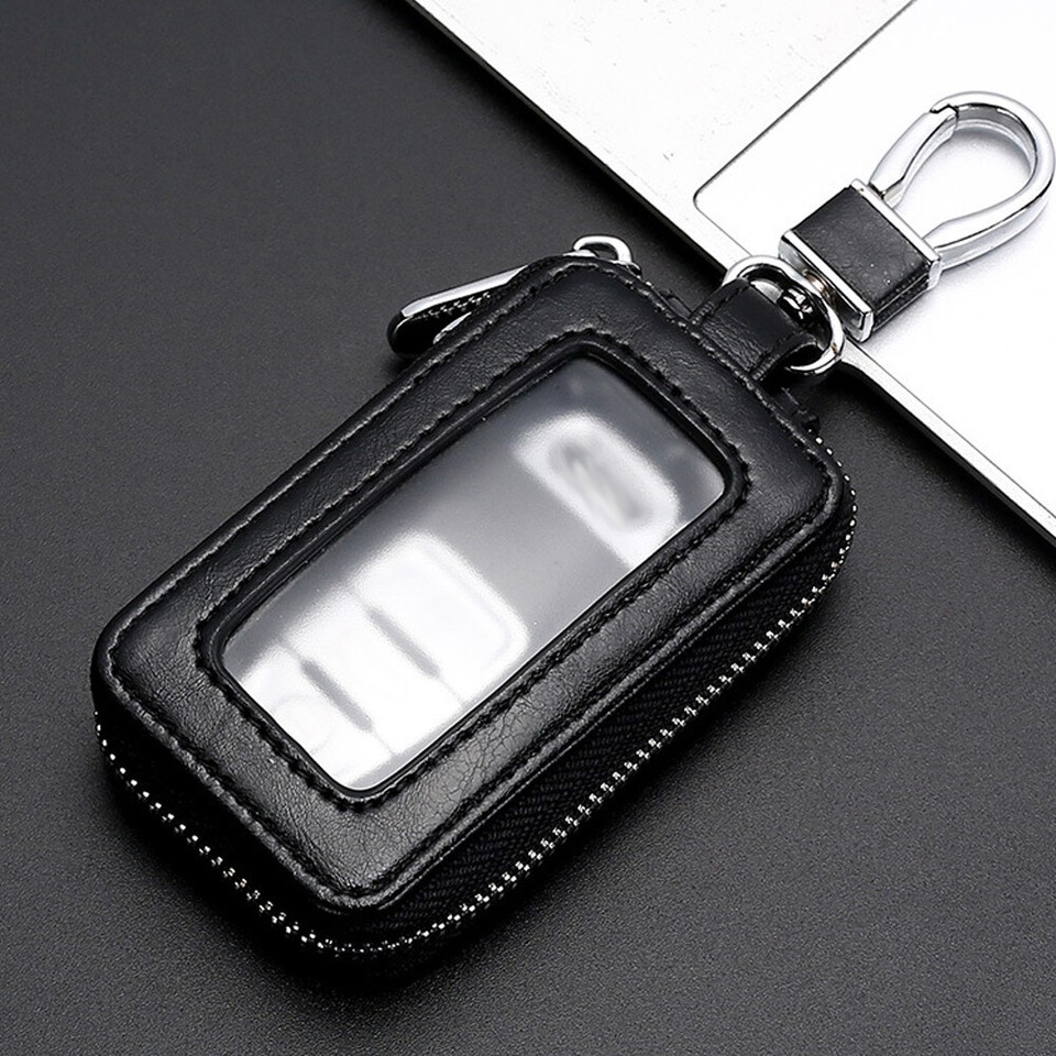 1/2Pcs Car Key Holder Cover Key Chain Bag Genuine Leather Remote Fob ...