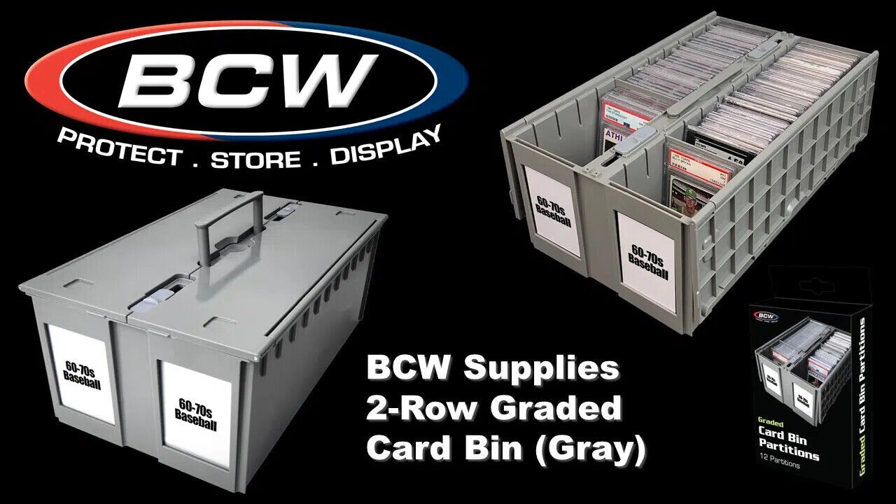 BCW - Graded Collectible 2 Row Card Bin Gray with 2 Graded Card Bin ...