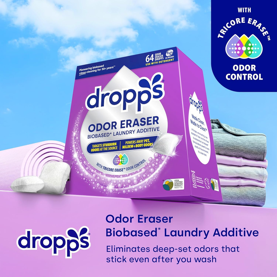 Dropps Odor Eraser Laundry Additive Pods - Laundry Odor Remover Targets ...