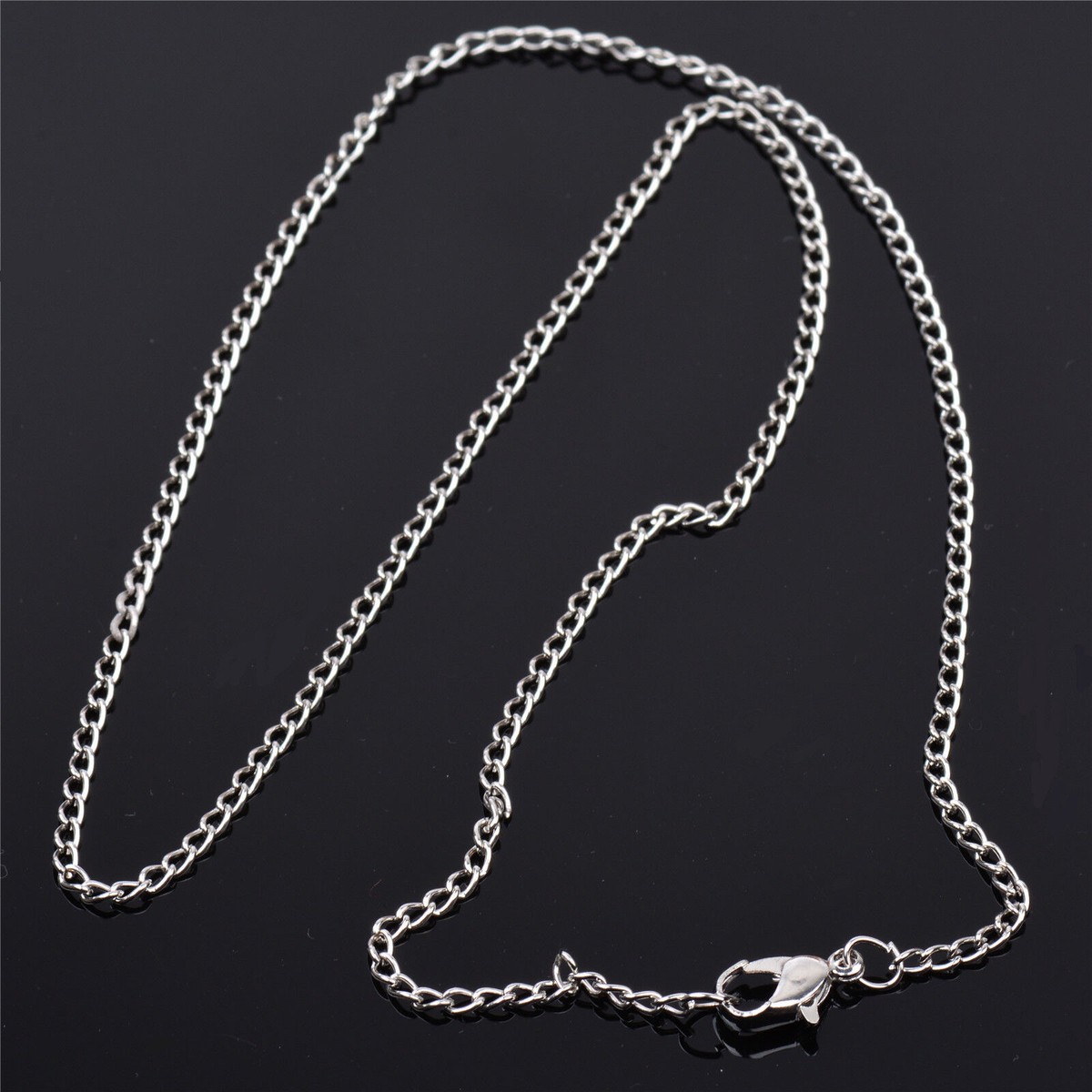 12 Pack Silver Plated 2mm Curb Chain Necklace 17-3/4 Inch