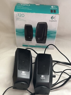 Logitech S120 Stereo Speakers 2.6W Black w/ Headphone Jack 97855056702 ...