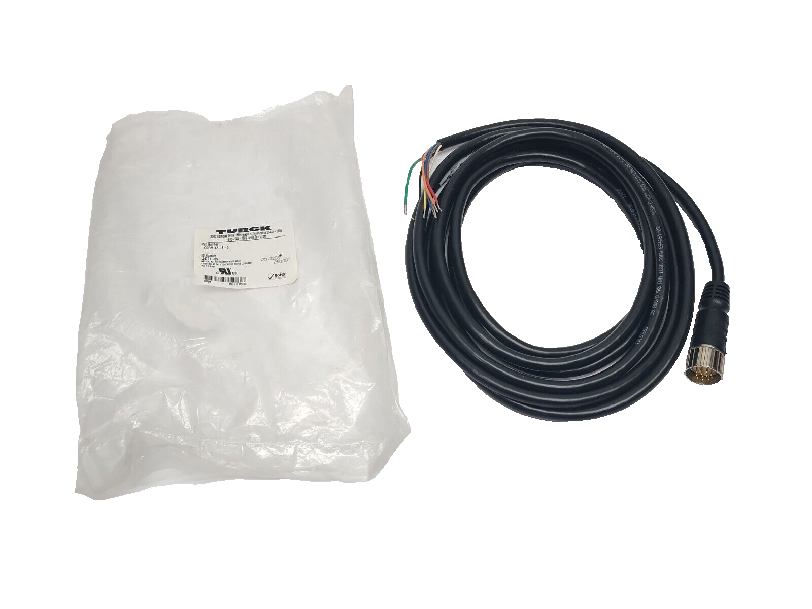Turck CSRM 12-8-5 Actuator & Sensor Cordset M23 Male 12-Pin 5m U4701-85 ...