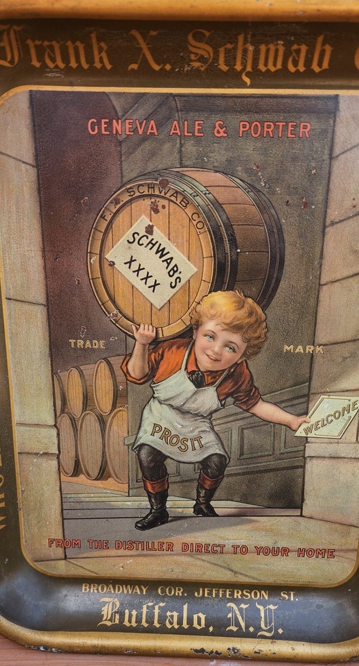 Antique~Frank X Schwab Co Beer Tray~Buffalo NY~Geneva Ale & Porter ...