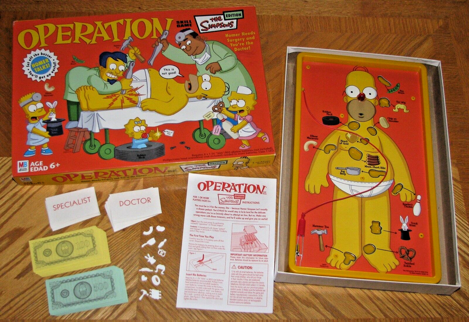 Simpsons Edition OPERATION Skill Game Homer Talks 2005 MB Hasbro ...