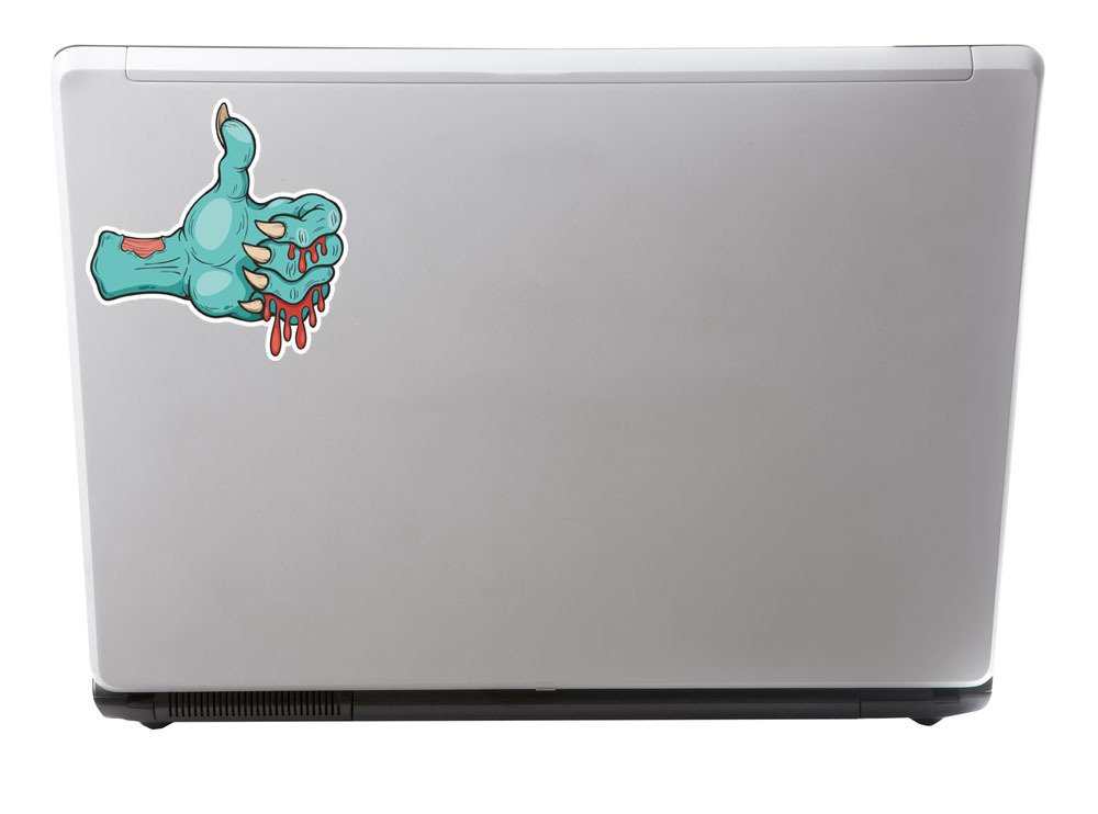 2 x 10cm Zombie Hand Vinyl Sticker iPad Laptop Car Dead Walking Blood ...