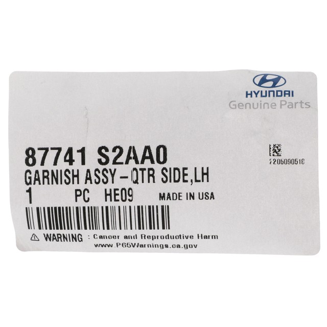 Genuine Hyundai OE Garnish Assy-Qtr Side Lh 87741-S2AA0 for sale online ...