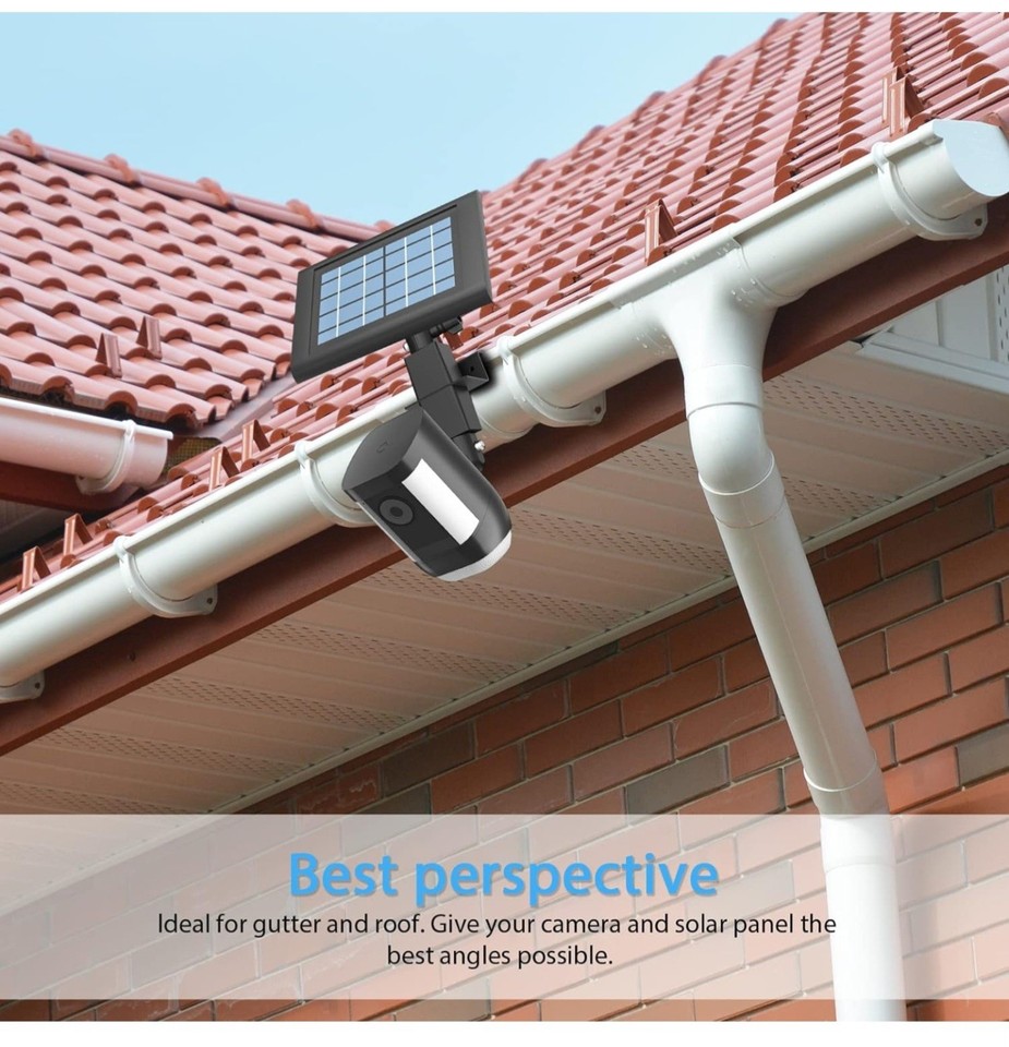 Ring Solar Power +Ring Spotlight Security Camera + Gutter Mount Fast ...