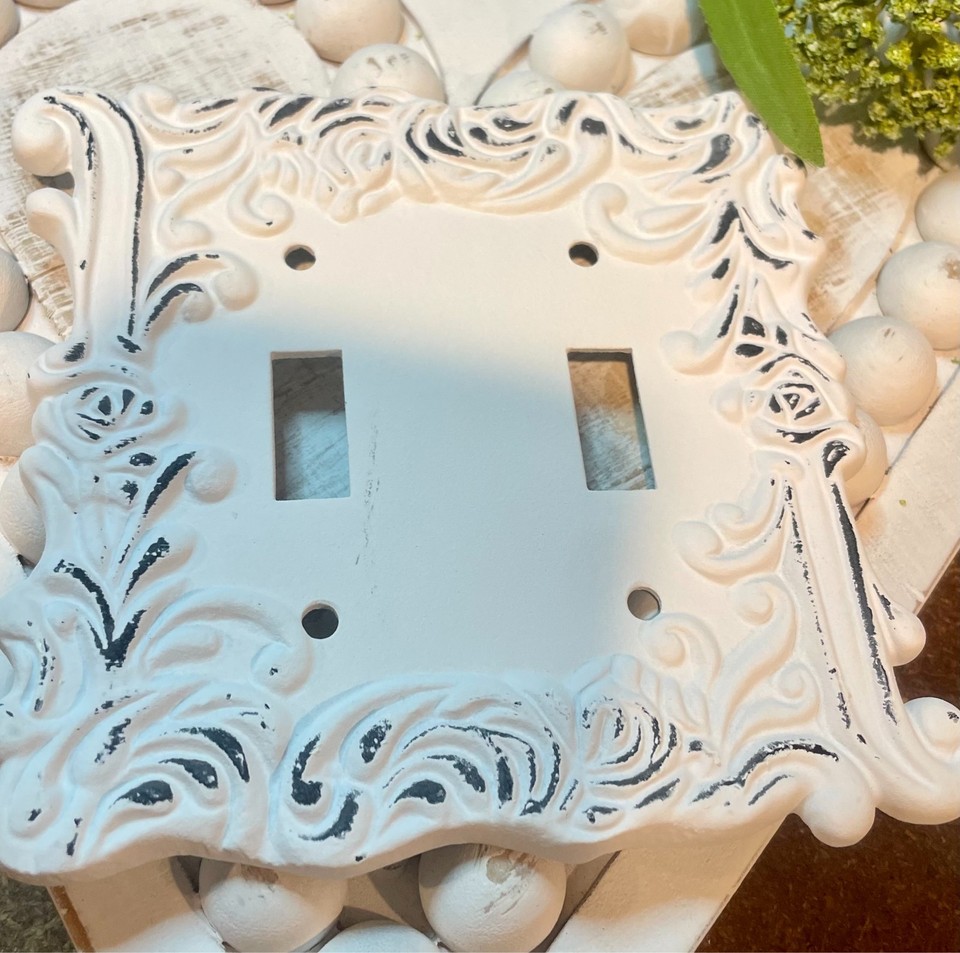 Vintage Farmhouse Cast Iron Double Toggle Light Switch Plate Wall Cover ...