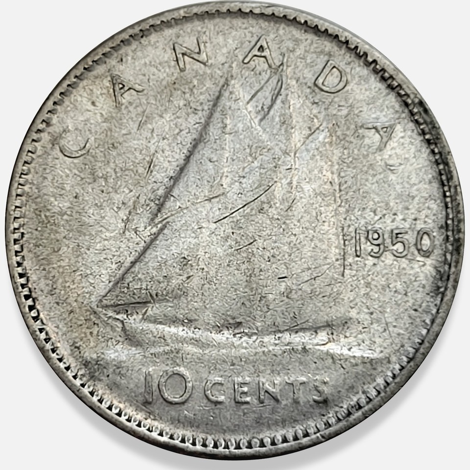1950 Canada George VI 10 Cents Dime 80% Silver 10c Canadian #5 🇨🇦 | eBay