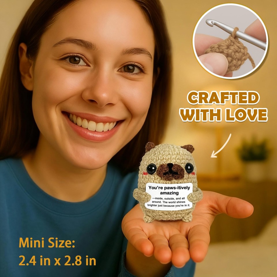 Pug Gifts for Lovers Cute Positive Animals Crochet Dog Decor ...
