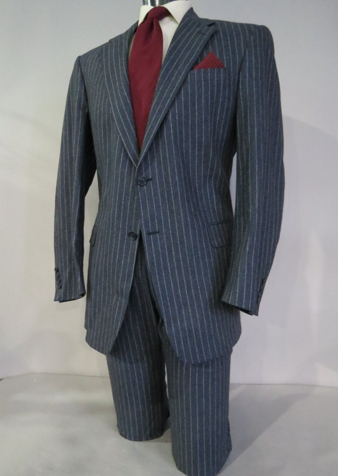 Hickey Freeman Collection LTD charcoal slate bold chalk stripe full ...