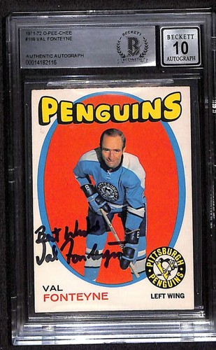 1971 O-Pee-Chee #189 Val Fonteyne BGS AUTO 10 Autographed BAS Authentic ...