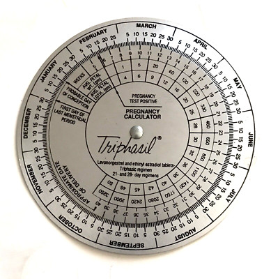 TRIPHASIL PREGNANCY CALCULATOR Metal Circular Round Slide Spin Rule 4 ...