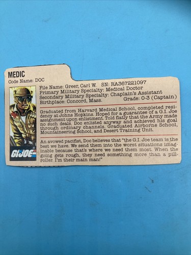 GI Joe Cardboard Cutout Medic Code Name Doc Used | eBay