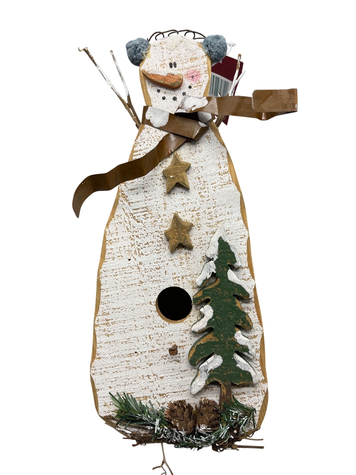 Santa's workbench outdoor decor or indoor wood snowman tree star white ...