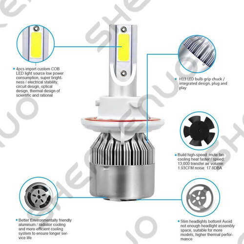 9008 LED Headlight Bulbs Kit 8000K Hi/Lo beam Qty2 For 2007-2016 Jeep ...