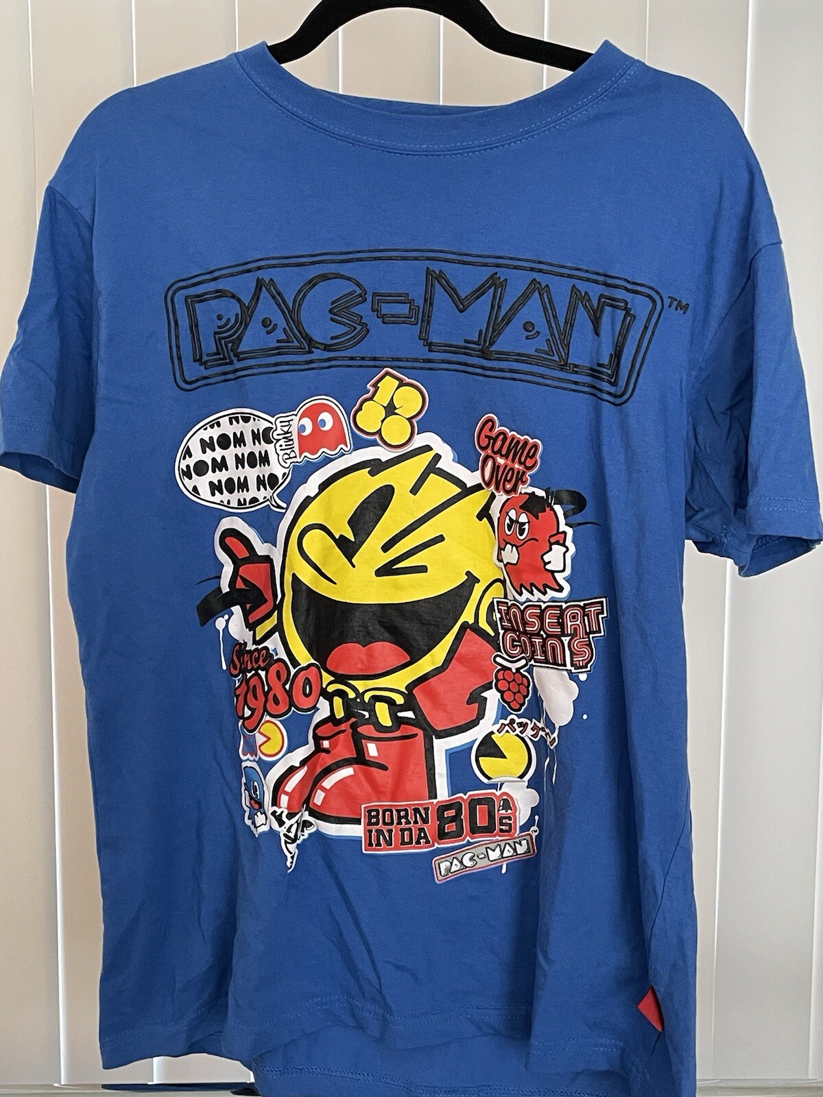 Men's Pac-Man Classic "Born in Da 80's” Blue Graphic … - Gem
