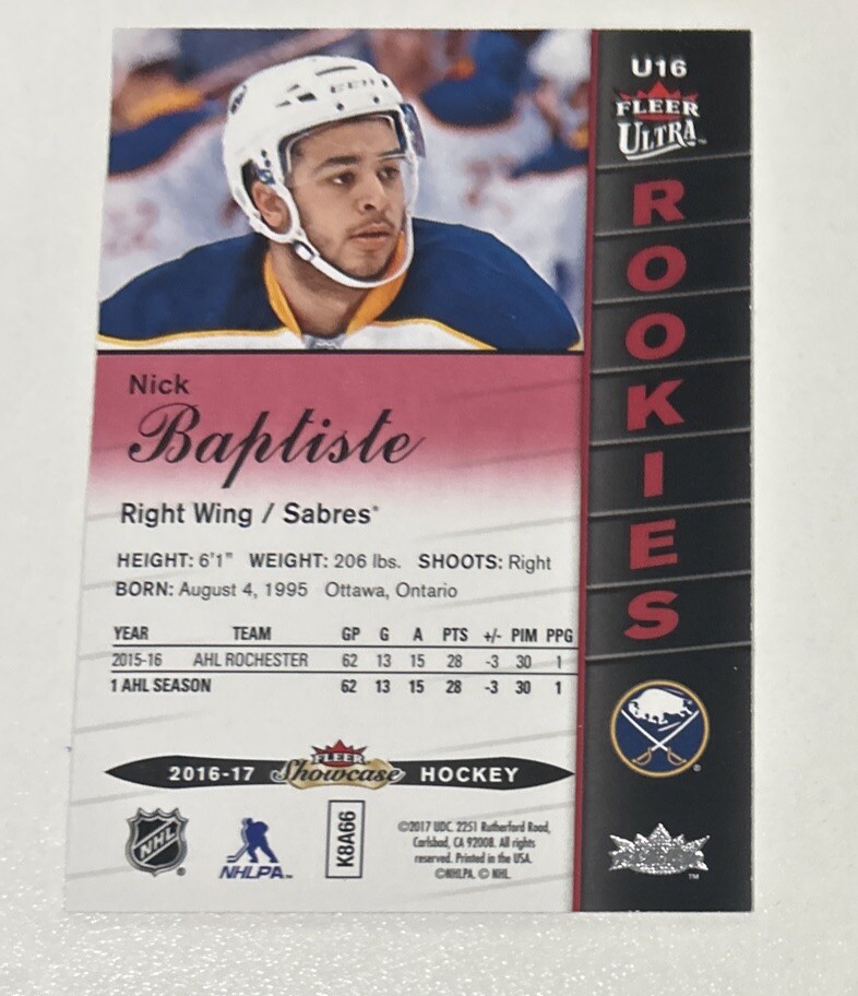 2016-17 Fleer Showcase Ultra Rookies Platinum Medallion #U16 Nick ...