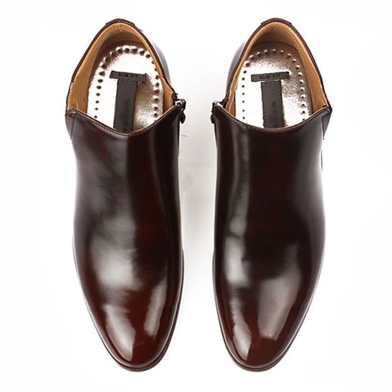 Mooda Mens Leather Zip Ankle Boots Classic Formal Lace up Dress Shoes ...