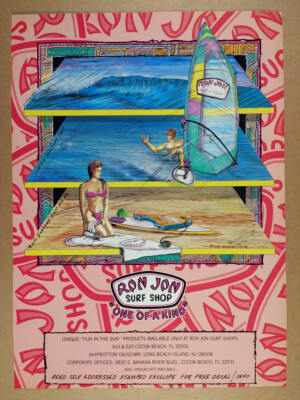 1990 Ron Jon Surf Shop sailboard wind surfing art vintage print Ad | eBay