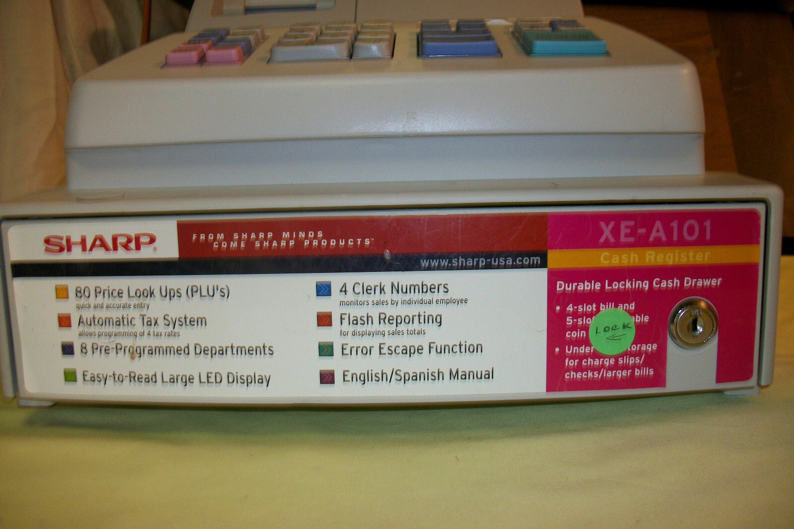 SHARP XE-A101 ELECTRONIC CASH REGISTER KEYS, CASH DRAWER, 3 INK ROLLERS ...