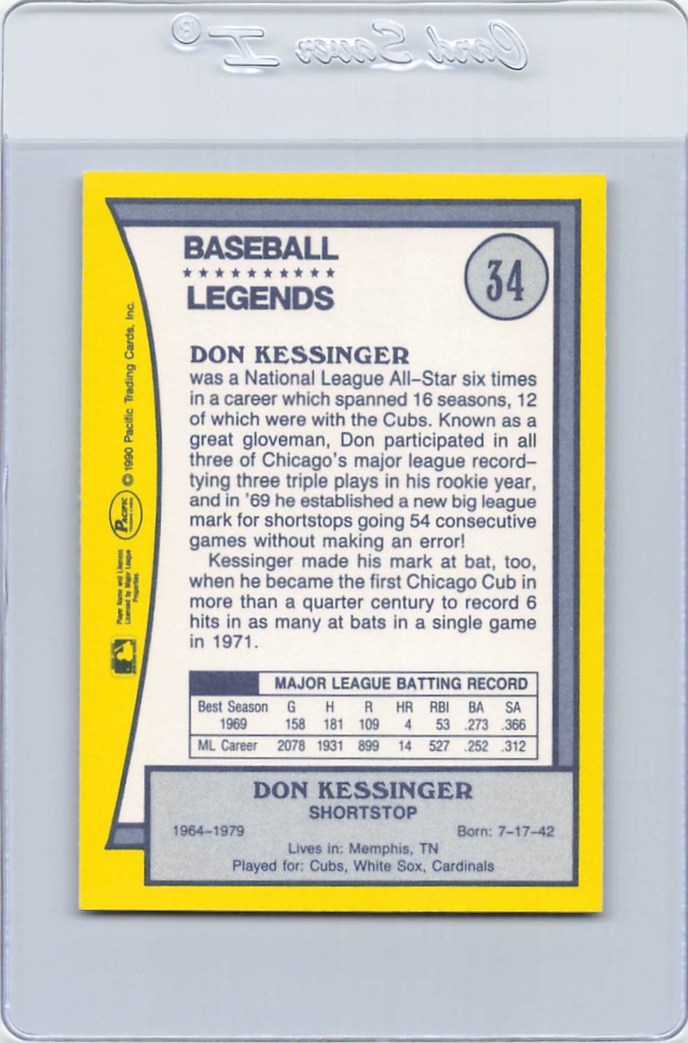 1990 Pacific #34 Don Kessinger Cubs Signed Auto *J9867 | eBay