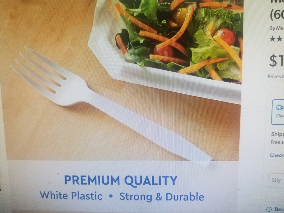 (600) 6.5" FORKS WHITE PLASTIC HEAVY WEIGHT SINGLE USE WEDDINGS/USA ...