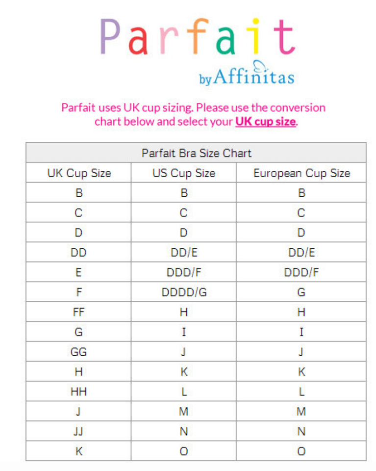 Parfait Affinitas Charlotte Padded Bra 6901 3 COLORS UK Sized CUPS B ...