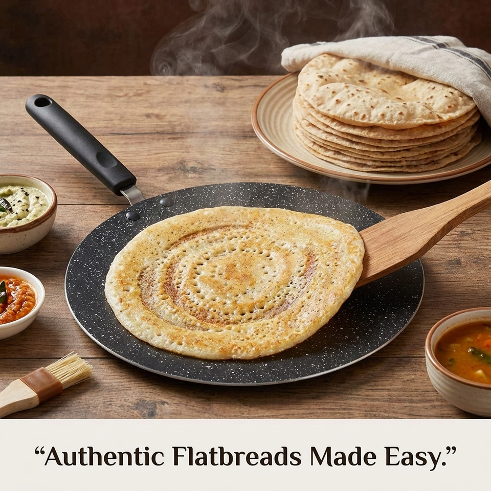 Indian Tawa Tava 30cm Marble Coating Pan Roti Chapati Kitchen Pancake ...