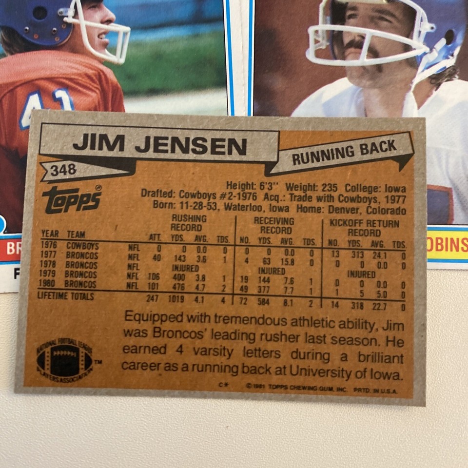 1981 Topps 3 Denver Broncos Jim Jensen #348/ Rob Lytle #464/ Matt ...