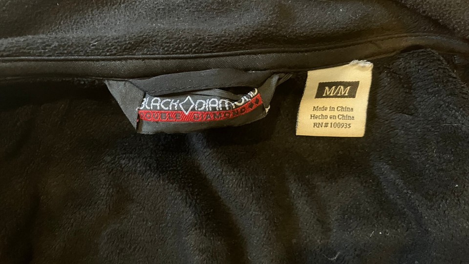 Black Diamond Double Diamond Jacket Mens M Black Softshell Fleece Lined ...