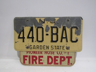 Vintage pioneer Hose Co #1 Fire Dept License plate Topper Attached ...