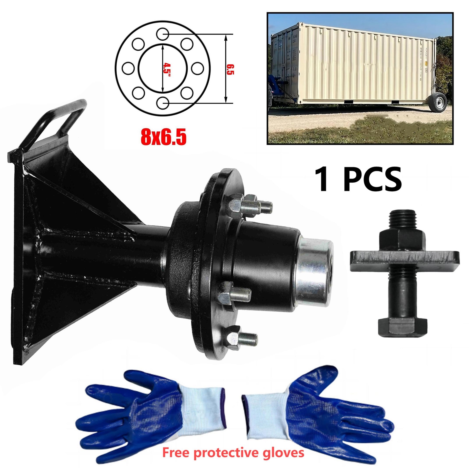 Superior Shipping Container Wheels, 8x 6.5 Lug,Bolt-on Spindle Kit,1PCS ...