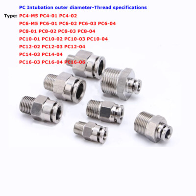 304 Stainless Steel External Thread Pneumatic Connector Quick Coupler ...