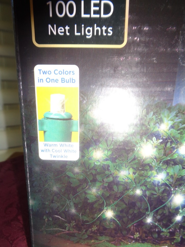 Dual Color Super Twinkle 100 LED Net Lights Warm White and Cool White ...