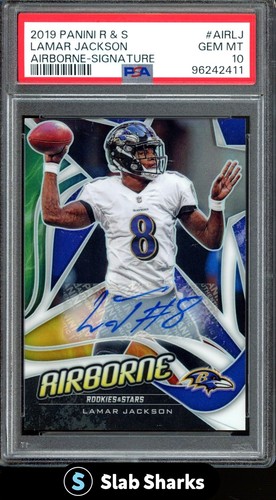 2019 PANINI ROOKIE & STARS LAMAR JACKSON AIRBORNE SIGNATURE AUTO /10 ...