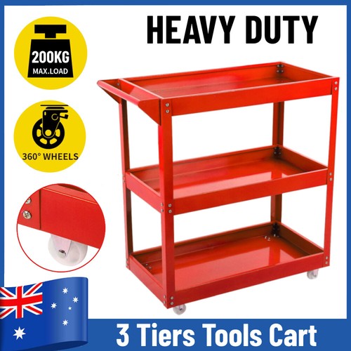 3-Tier Tool Trolley Workshop Cart Rolling Steel Parts Storage Handyman ...