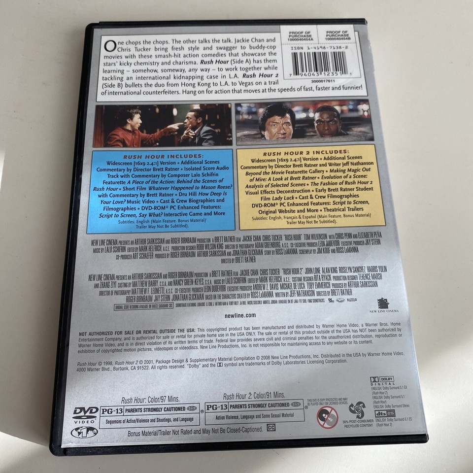 Rush Hour/Rush Hour 2 DVD, Tucker, Chris, Chan, Jackie, Slipcover ...