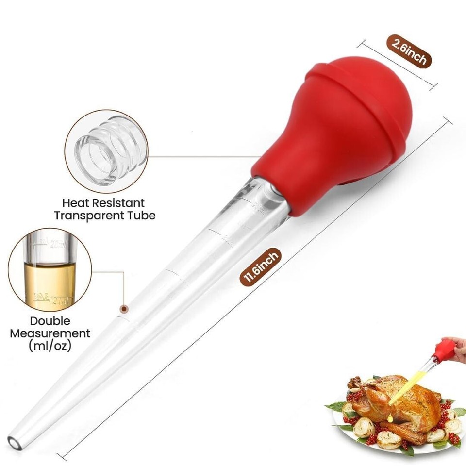 1.5 Oz Extra Large 11" Turkey BBQ Baster, Heat Resistant & Dishwasher ...