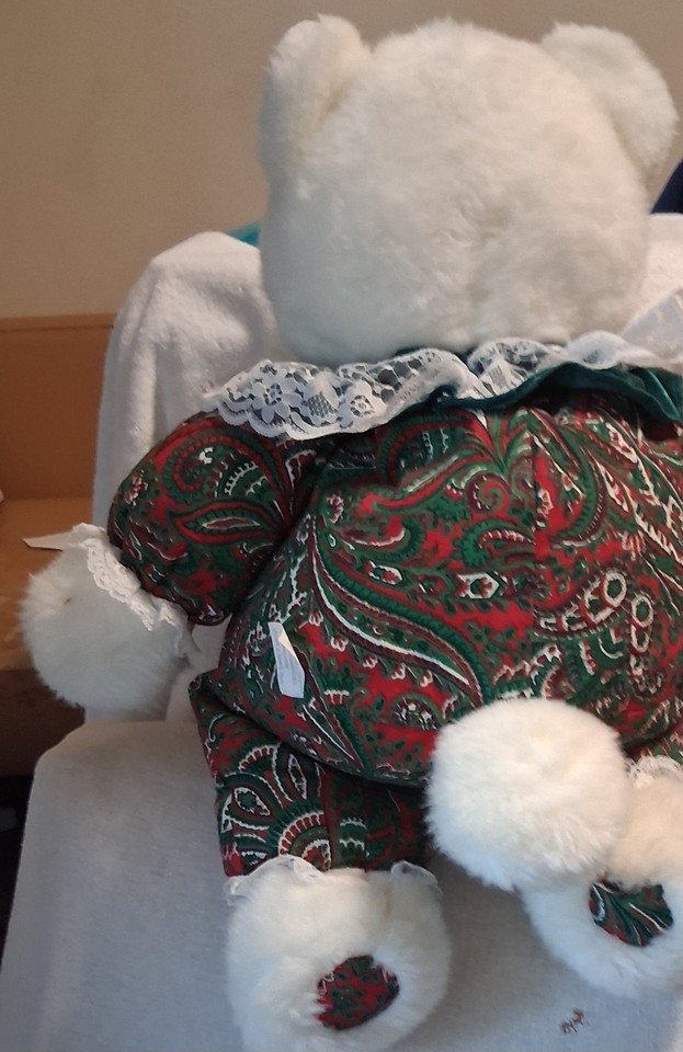 Ganz 1995 HUGSY Christmas Boy Bear White Plush 22" Free FedEx shipping ...