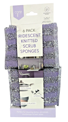 Lavender Silver Scrubby Sponge 6-Pack Iridescent Knitted Metallic ...