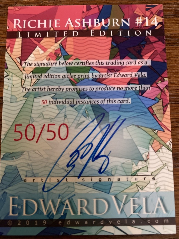 HOF Richie Ashburn #14 Art Card Limited Numbered 50/50 Edward Vela ...