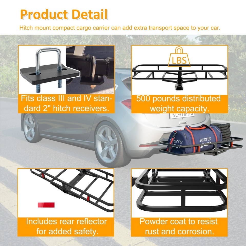 Hitch Carrier Cargo Mount Basket Luggage Rack SUV Truck Fits 2 ...
