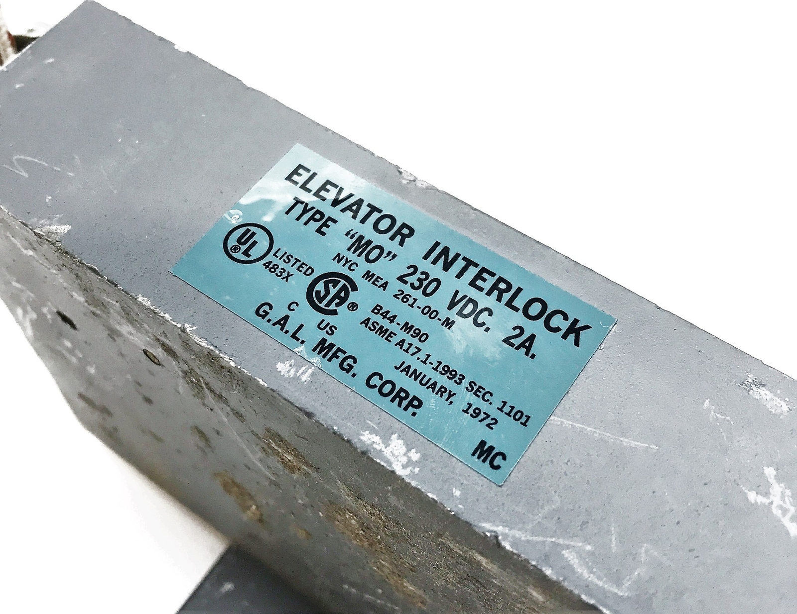 GAL Elevator "Type MO" RH Interlock Switch Housing & Contacts 261-00-M ...