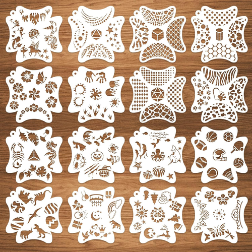 16 Pcs Face Paint Stencils, 121 Patterns Body Facial Painting Stencils ...