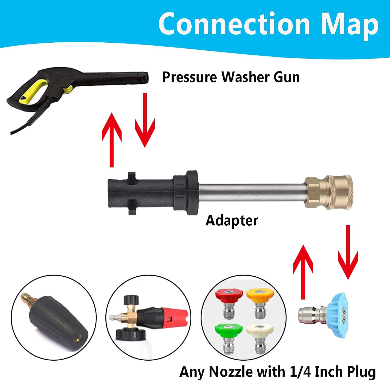 1/4" Pressure Washer Lance Gun Adapter Connector For Karcher K K2 K3 K4 ...