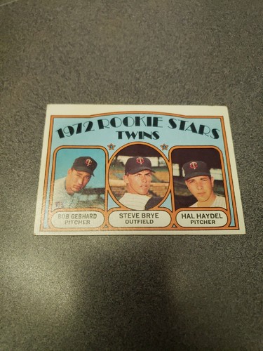 1972 Topps Baseball Twins Rookie Stars #28 Bob Gebhard/ Steve Brye/ Hal ...
