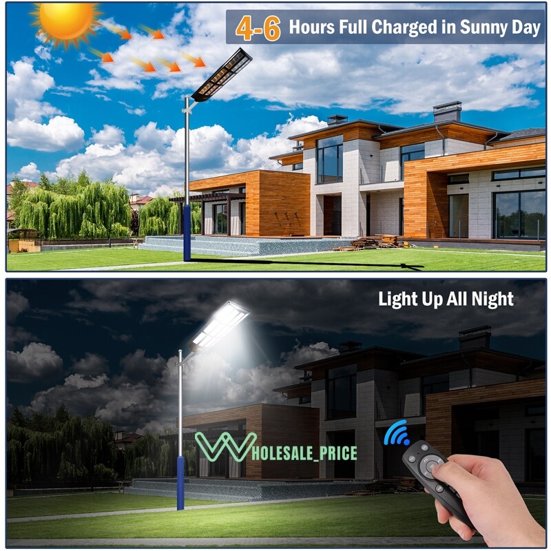Outdoor Solar Street Light Motion Sensor Lamp Commercial Dusk To Dawn ...