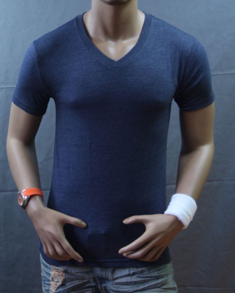 Men Slim T-Shirt V-Neck Fashion Muscle Plain Solid Casual Active Gym ...
