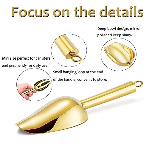 2 Pack 3oz Stainless Steel Mini Ice Scoops Set for Ice Cube Flour Sugar ...